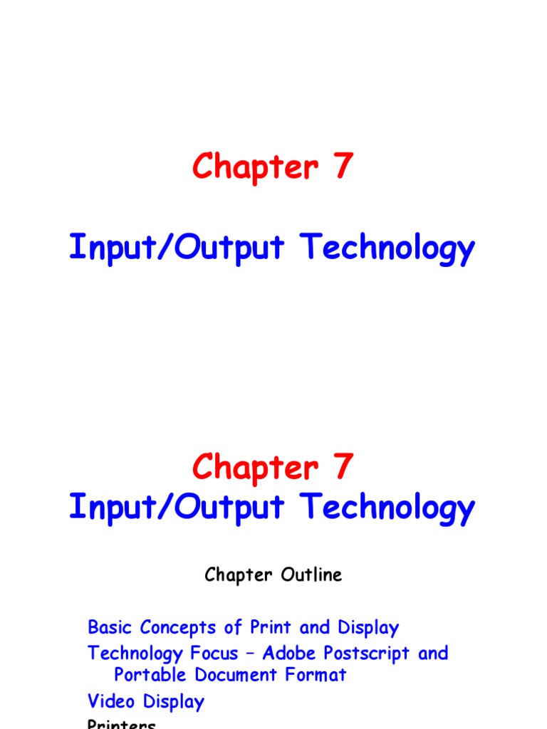 Input and Output Technologies for Display, Printing, and Data Capture | PDF | Image Scanner ...