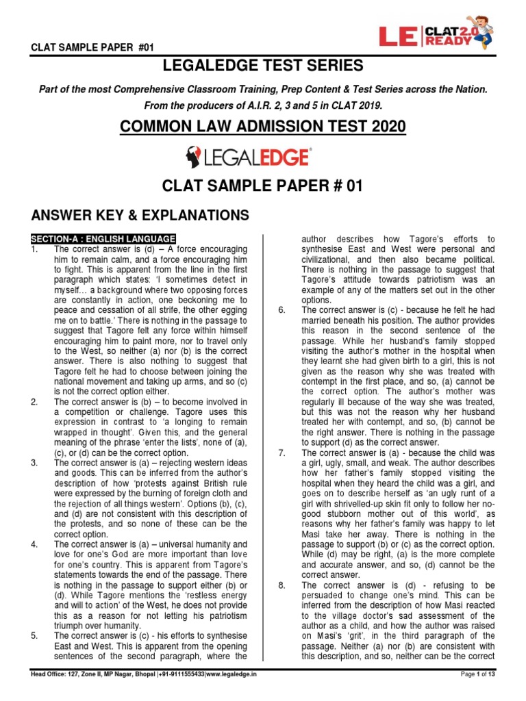 024fb4153c0fa-CLAT Sample Paper 01 Explanations | PDF | Citizenship ...