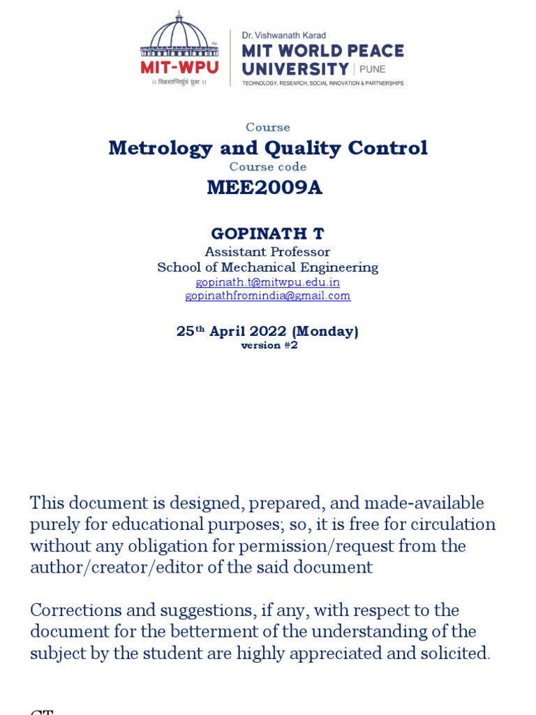 Unit 2 - Comparators and Design of Gauges | PDF | Engineering Tolerance ...