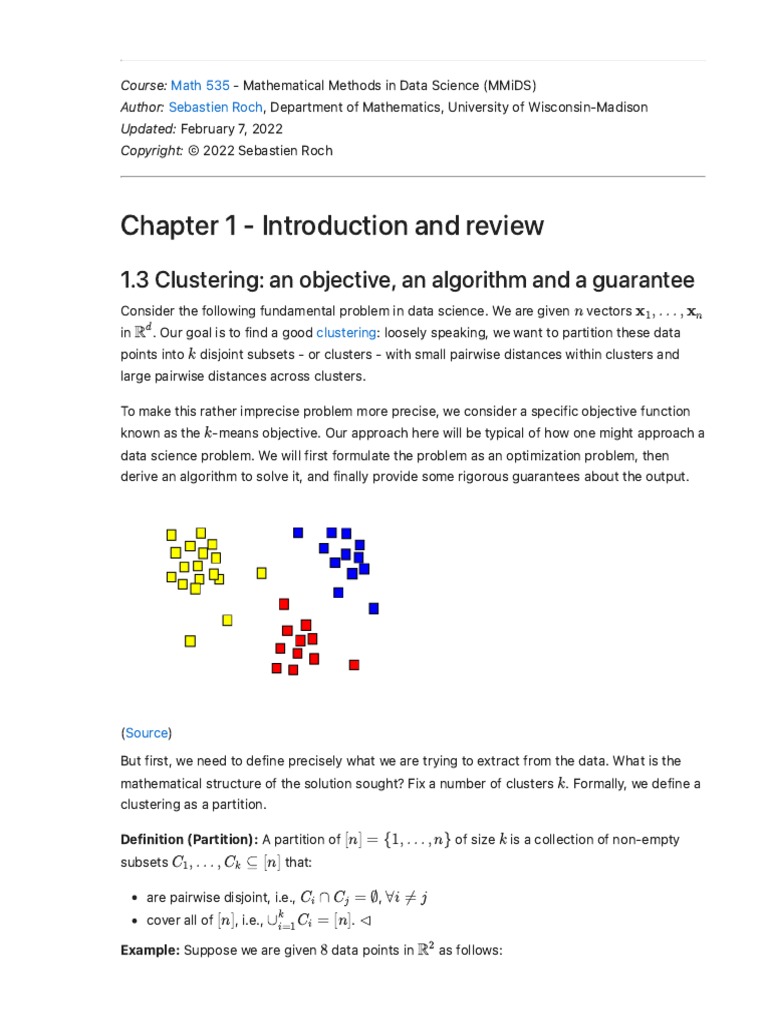 Roch Mmids Intro 3clustering | Download Free PDF | Cluster Analysis | Mathematical Optimization