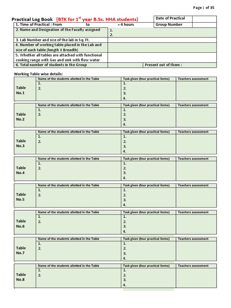 Practical Log Book | Download Free PDF | Restaurants | Menu