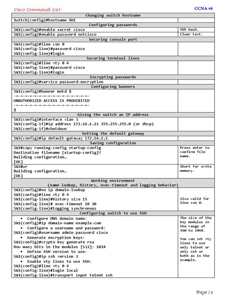 Cisco Switch Configuration Guide | PDF | Ip Address | Router (Computing)