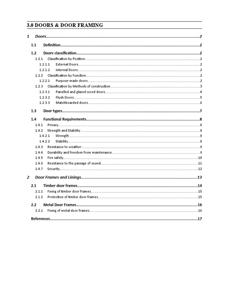 3.0 Doors and Door Frames | PDF | Door | Framing (Construction)