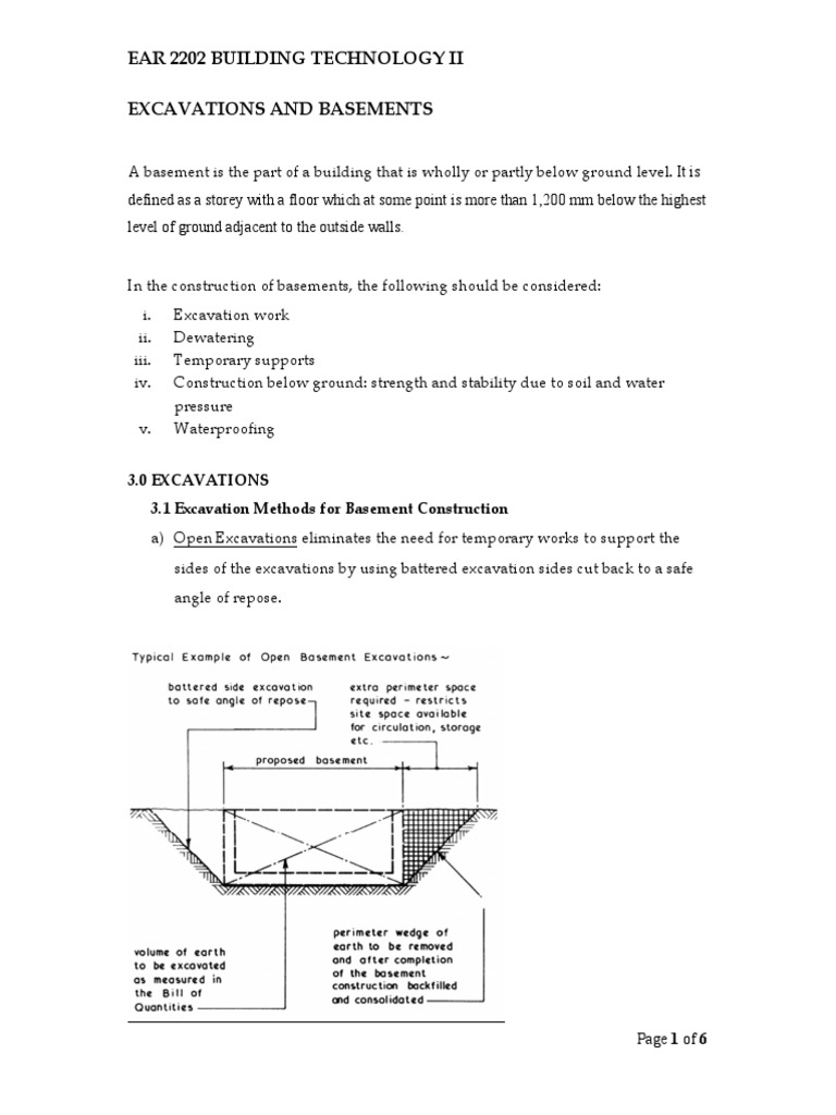 Excavations and Basements | Download Free PDF | Basement | Civil Engineering