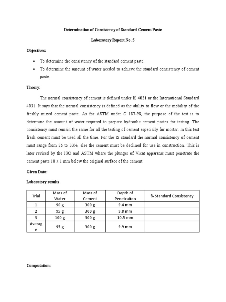 CMT Lab Report #5 | PDF | Cement | Laboratories