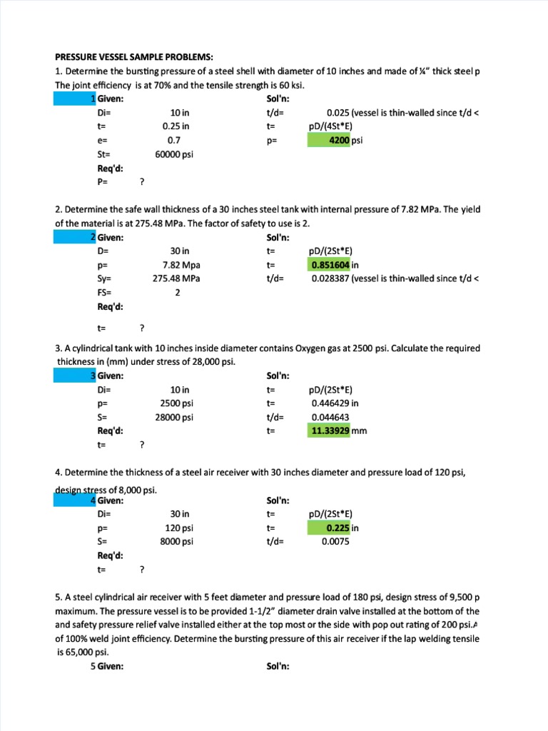 PDF Mcdes1 Review Sample Problems Pressure Vessel Springs Flywheel - Compress | PDF | Strength ...