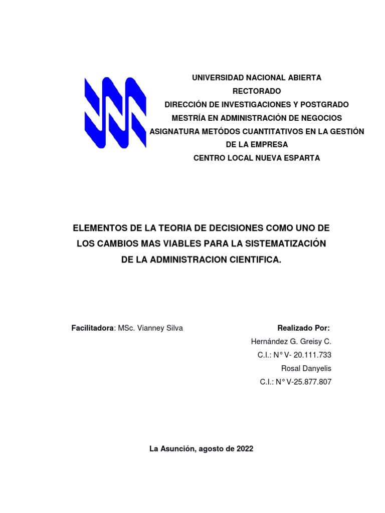 Danyelis Rosal y Greisy Hernandez-Tarea 1-Metodos Cuantitativos en La ...