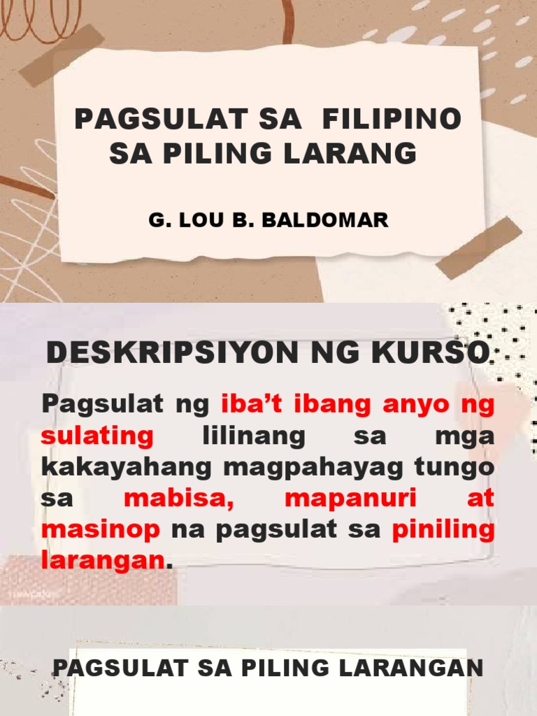 Aralin 1. Katangian, Layunin NG Pagsulat | PDF