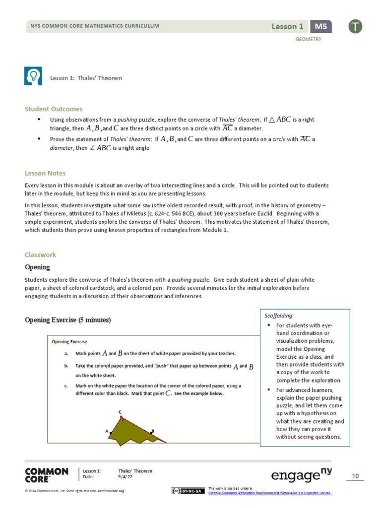 Geometry m5 Topic A Lesson 1 Teacher | PDF | Circle | Triangle
