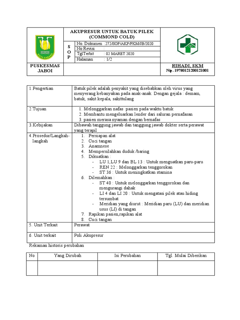 Akupresur Untuk Batuk Pilek | PDF