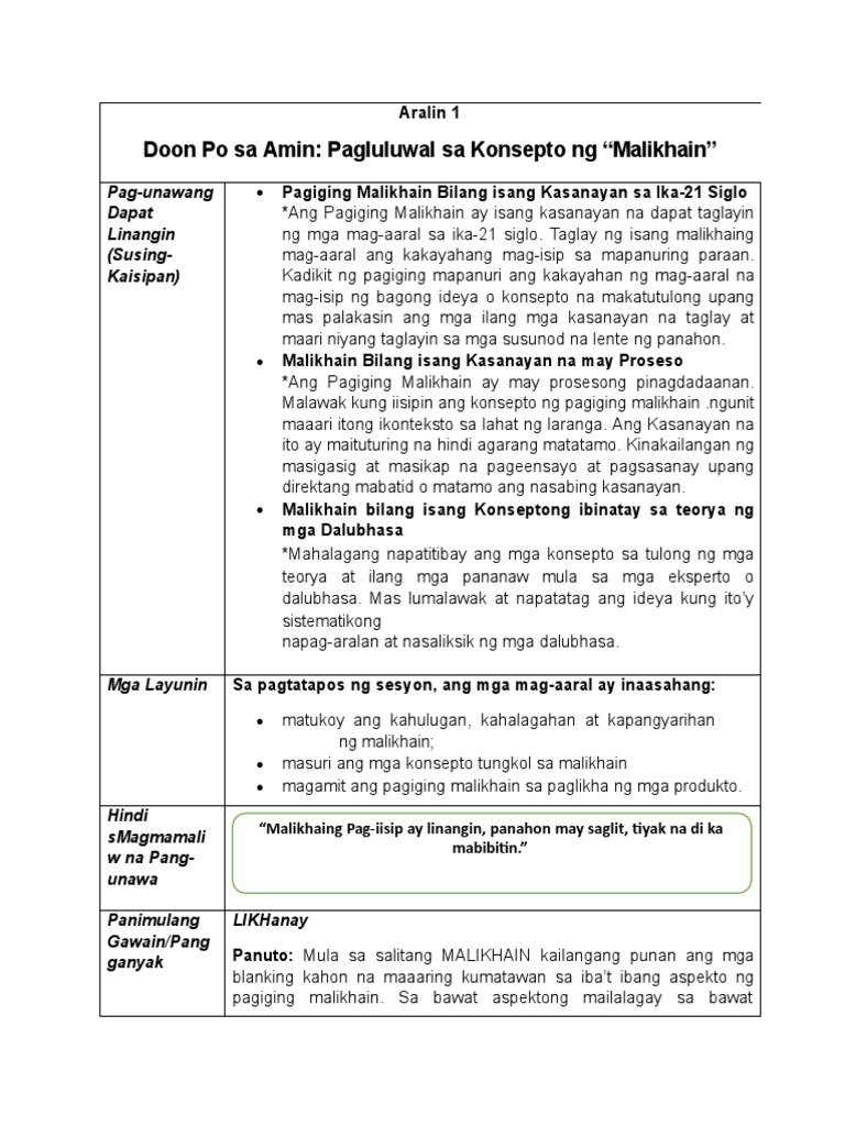 Aralin 1 Malikhaing Pagsulat | PDF