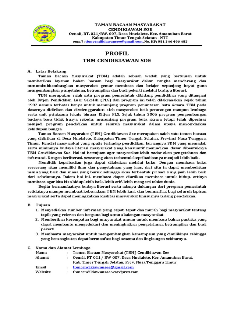 Profil TBM Cendikiawan Soe | PDF