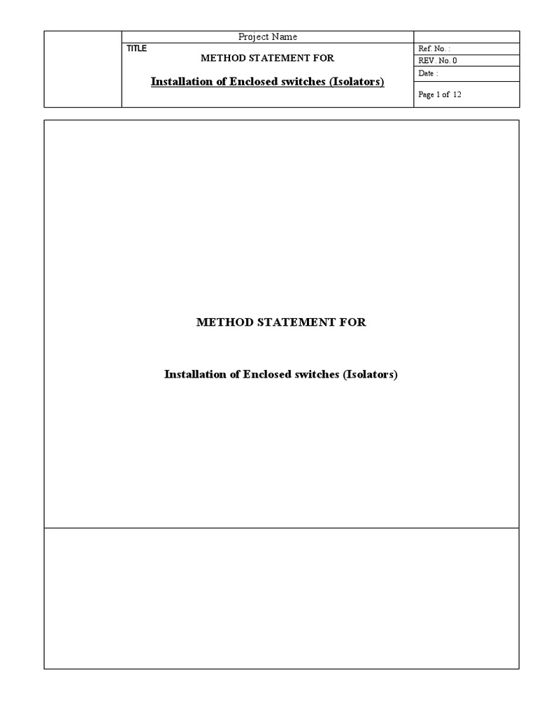 Isolator Switch Installation Method Statement | PDF | Electrical Wiring ...