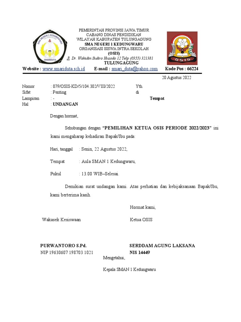 Surat Undangan Osis | PDF