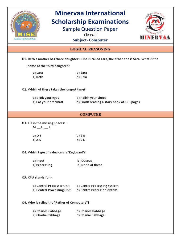 MISE Sample Paper | PDF | Icon (Computing) | Computer Keyboard