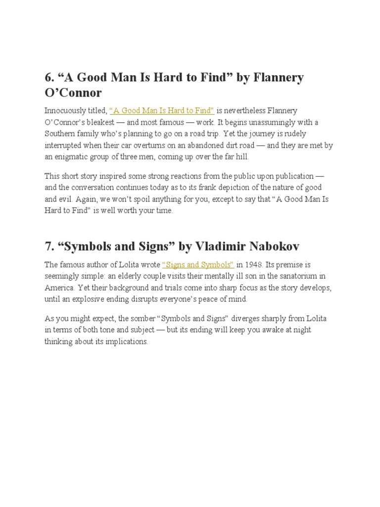 "A Good Man Is Hard To Find" by Flannery O'Connor | PDF