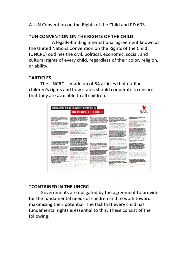 UN Convention On The Rights of The Child and PD 60 | PDF | Convention ...