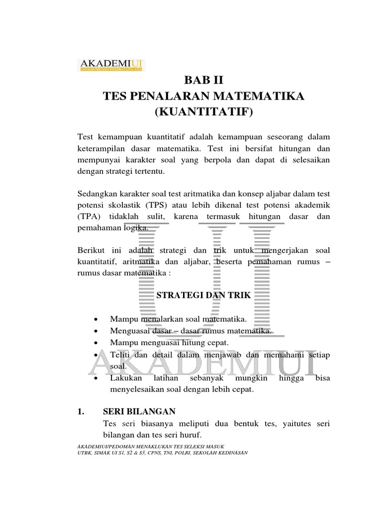 BAB 2 Penalaran Numerik (TIU) | PDF