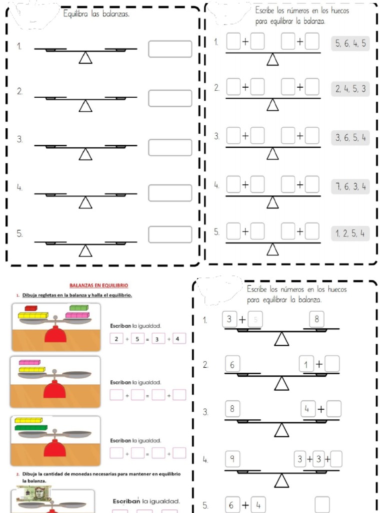 Fichas Sesión Matem Martes 06 Equilibrio en La Balanza | PDF