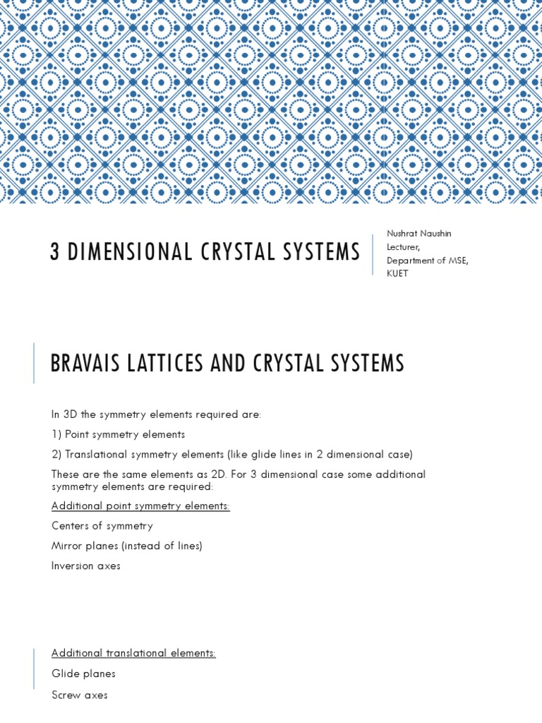 9.3D Crystal Systems | PDF | Crystal Structure | Geometry