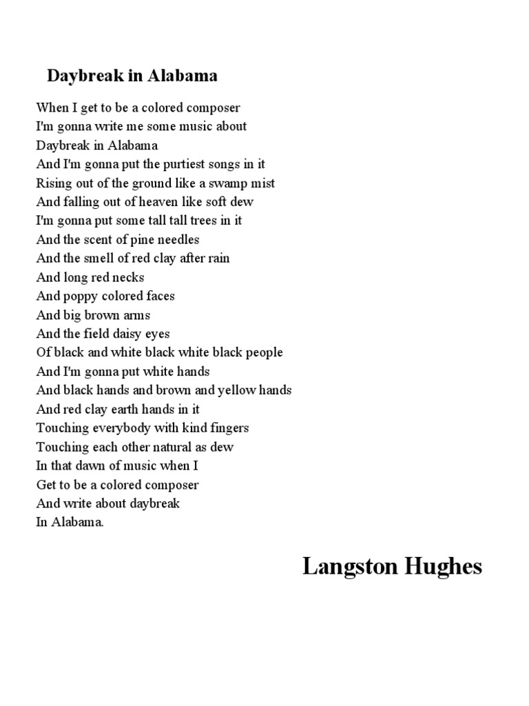 Daybreak in Alabama | PDF | Poetry | Metre (Poetry)