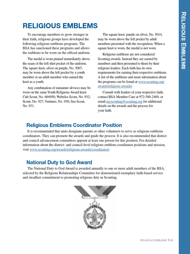 BSA Religious Emblems Overview | PDF | Christian Denominational ...