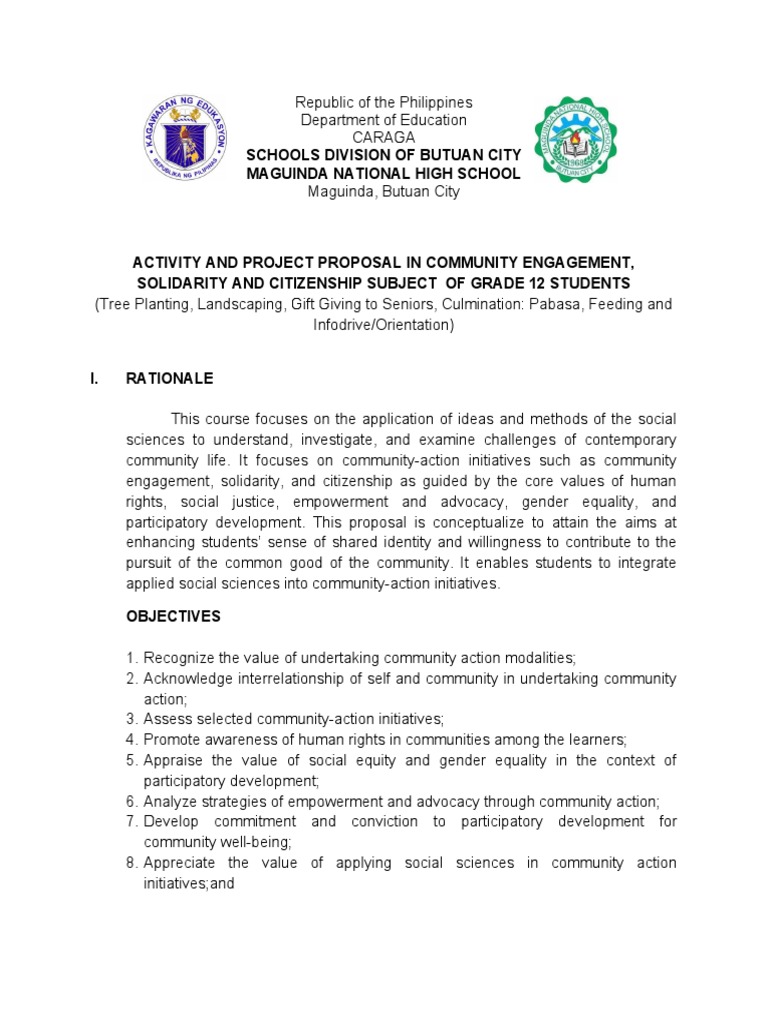 Grade 12 Community Engagement Proposal | PDF | Community | Empowerment