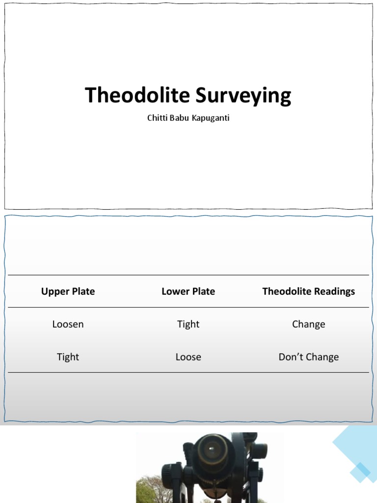 Theodolite Surveying: Key Components and Uses | PDF | Surveying | Equipment