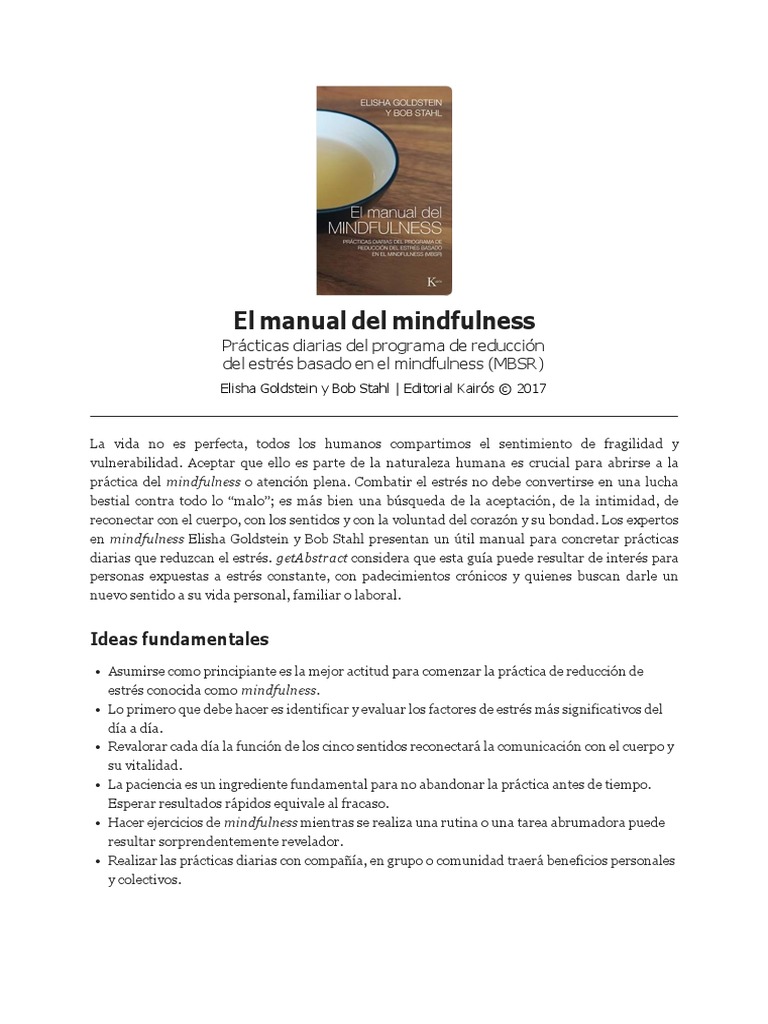 25 Recurso 03 Resumen RL Manual Del Mindfulness - Goldstein y Stahl | PDF | Autoestima | Mente