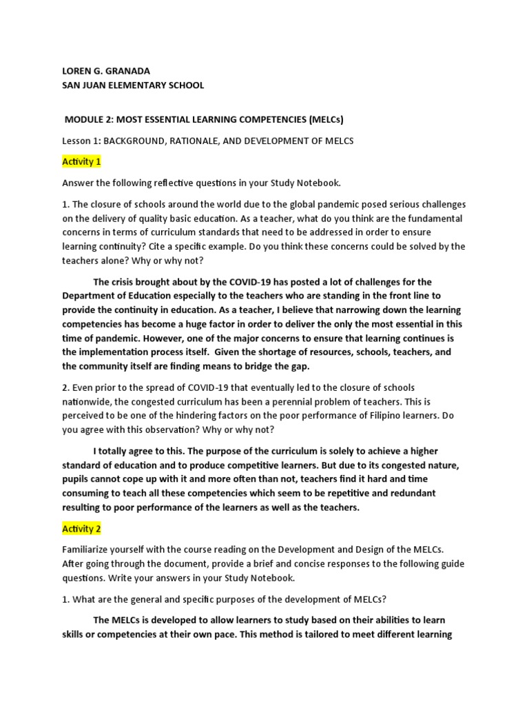 Study Notebook Module 2 | PDF | Learning | Curriculum