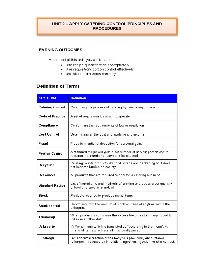 Banquet and Catering Glossary | PDF | Foods | Recycling