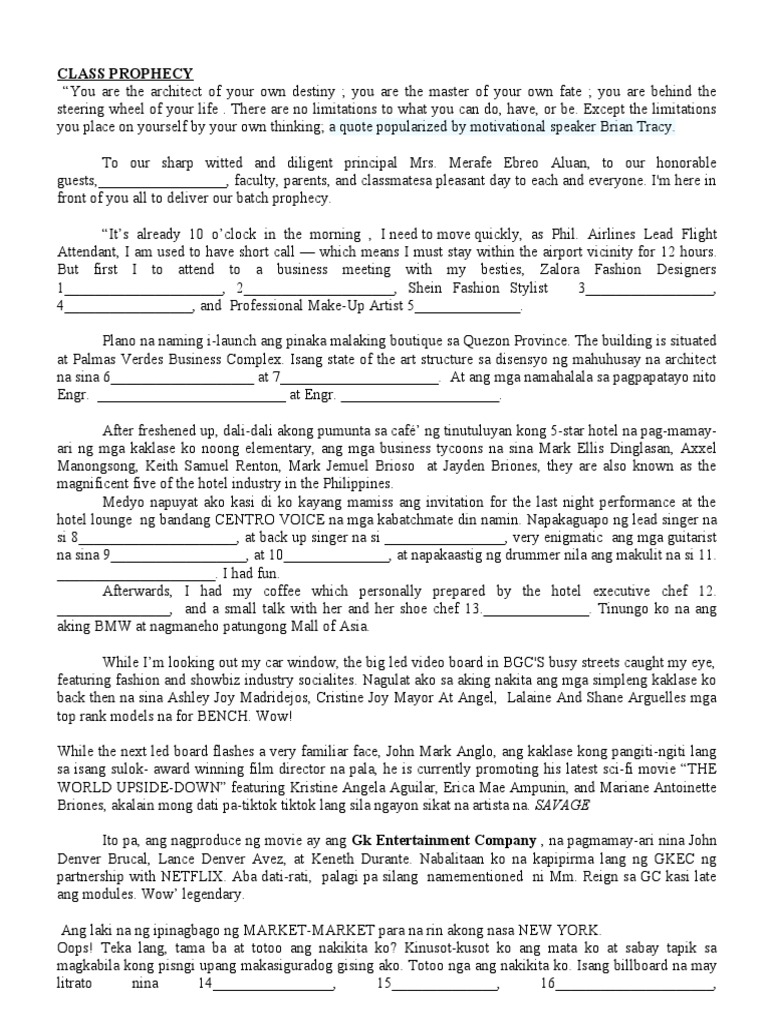 Class Prophecy | PDF
