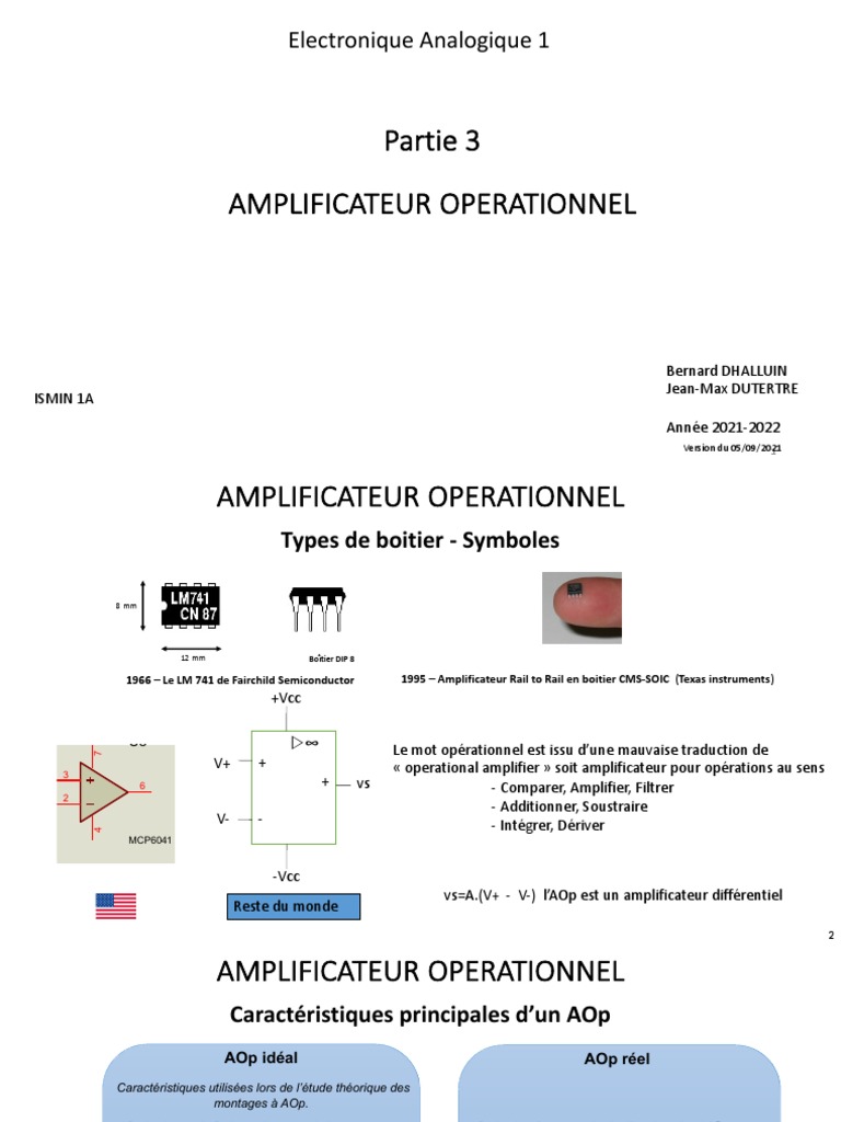 3 Cours AOp 2021 | PDF | Amplificateur opérationnel | Amplificateur électronique