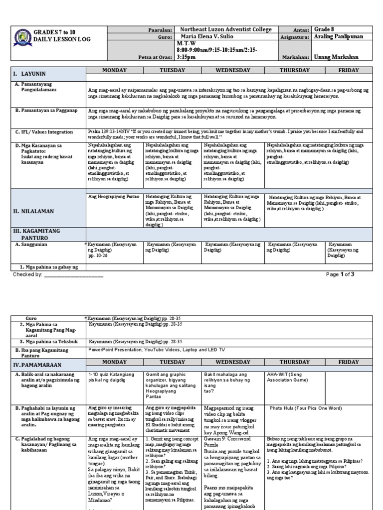 DLL Week 2 AP 8 | PDF