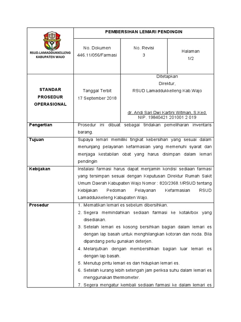 Spo Pembersihan Lemari Pendingin | PDF