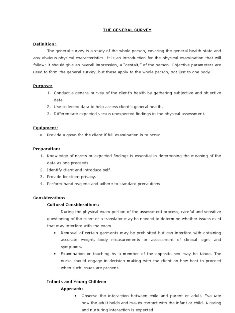 1 The General Survey | PDF | Educational Assessment | Physical Examination