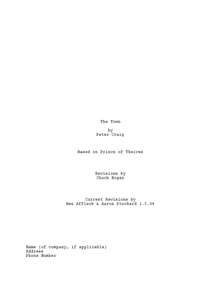 The Town (Original Script) | PDF | Leisure