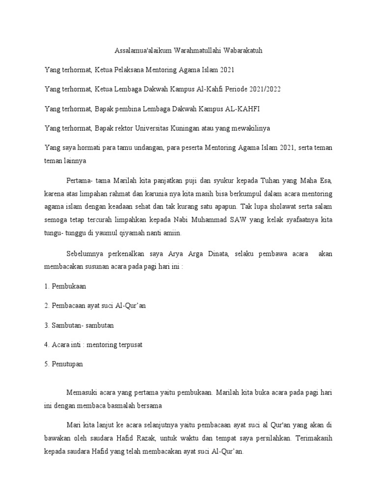 Teks MC Formal Mai 2021 Fix BGT | PDF | Pengembangan Diri