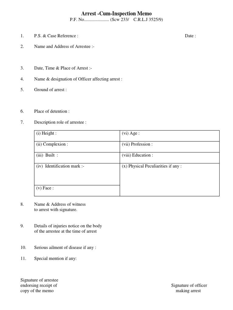 Arrest Memo | PDF