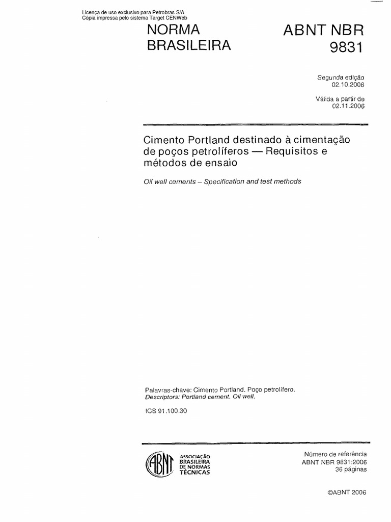 NBR 9831 - Atualizada Cimento Portland | PDF | Cimento | Temperatura