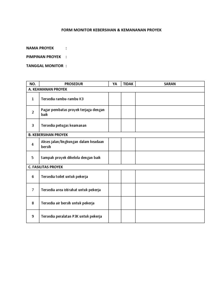 Formulir Monitor Proyek | PDF