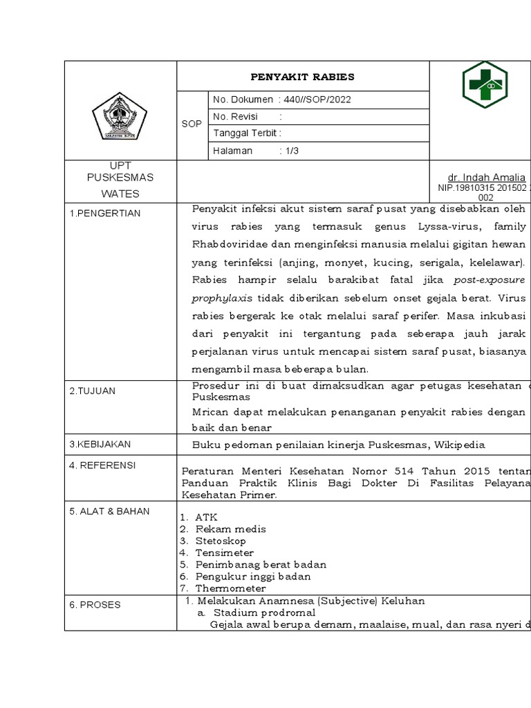 Sop Rabies | PDF