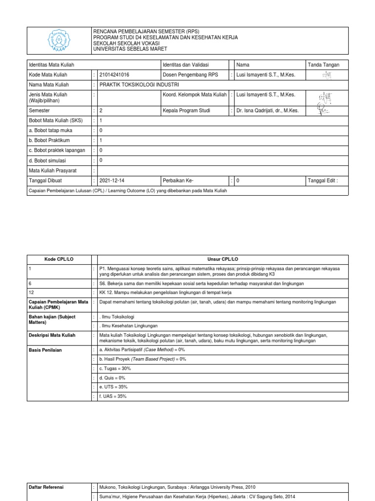 Rps-2-Toksikologi Industri | PDF