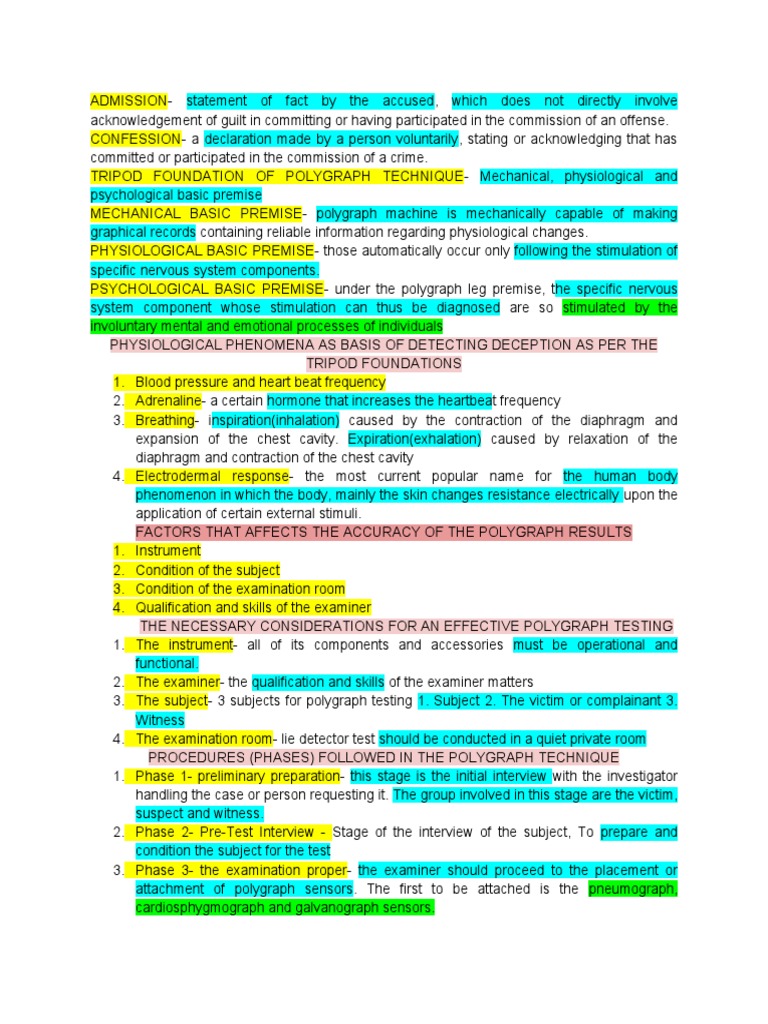 Lie Detection Reviewer | PDF | Polygraph | Exhalation