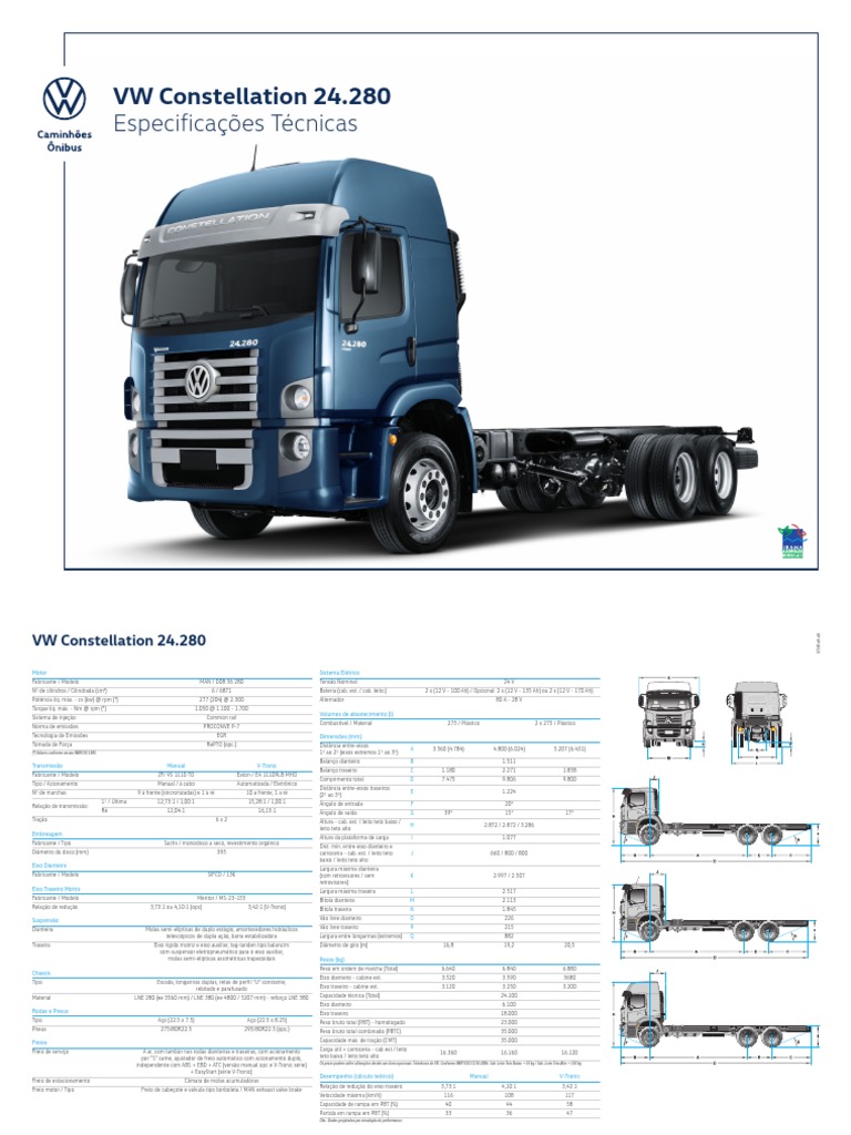 VW Constellation 24.280: Especificações Técnicas | PDF | Transporte ...
