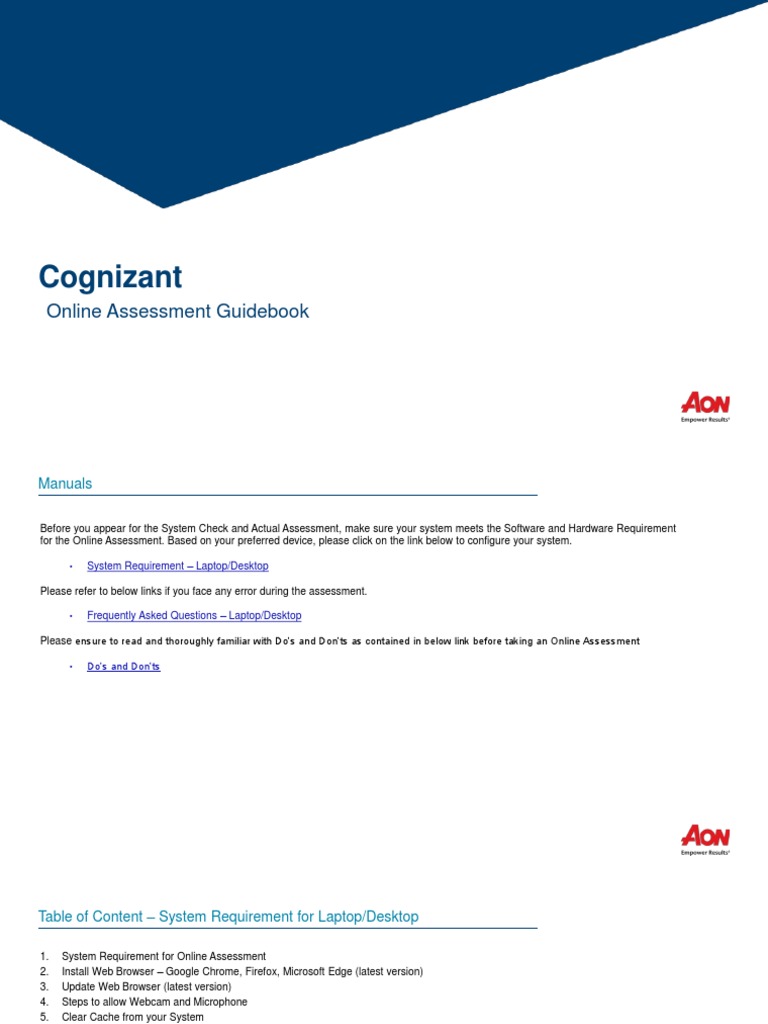 Cognizant: Online Assessment Guidebook | PDF | World Wide Web | Internet & Web