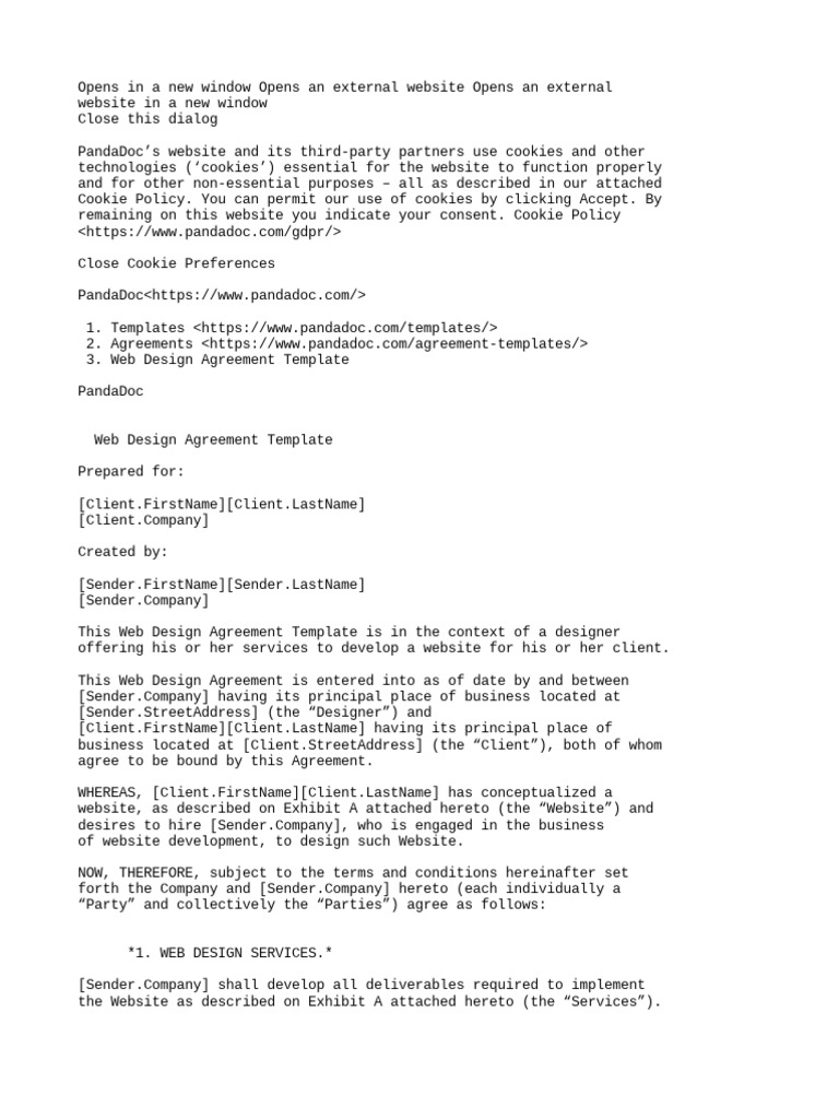 Web Design Agreement Template | PDF | Proprietary Software | Justice