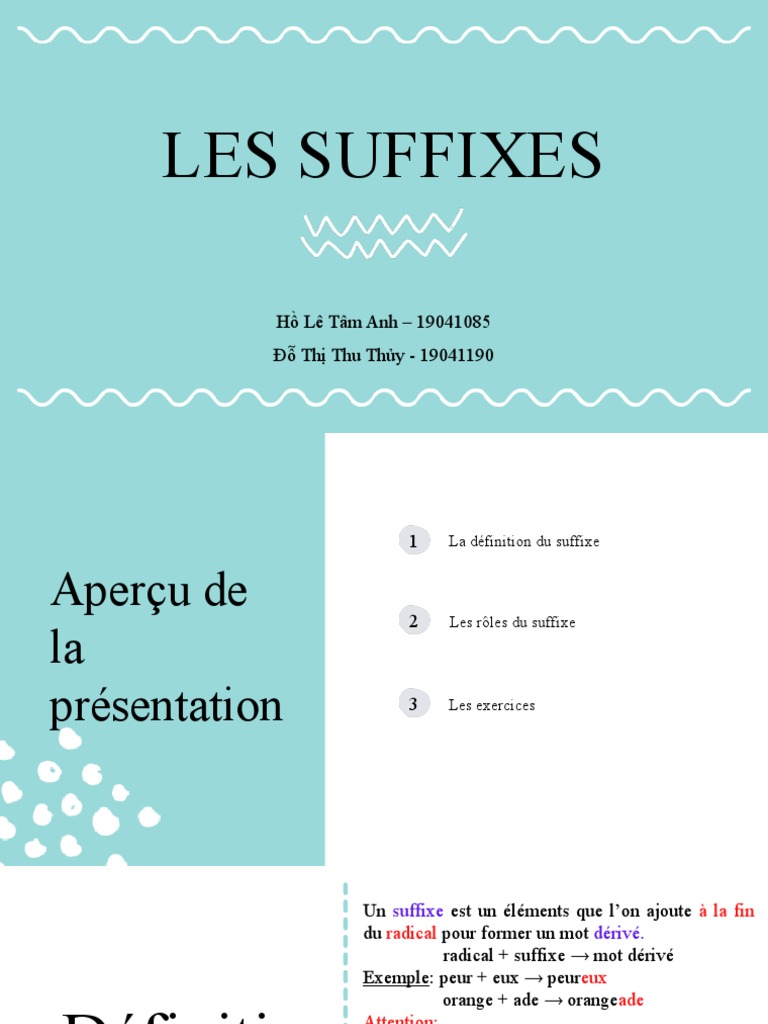 Les Suffixes 2 | PDF | Morphologie linguistique | Grammaire