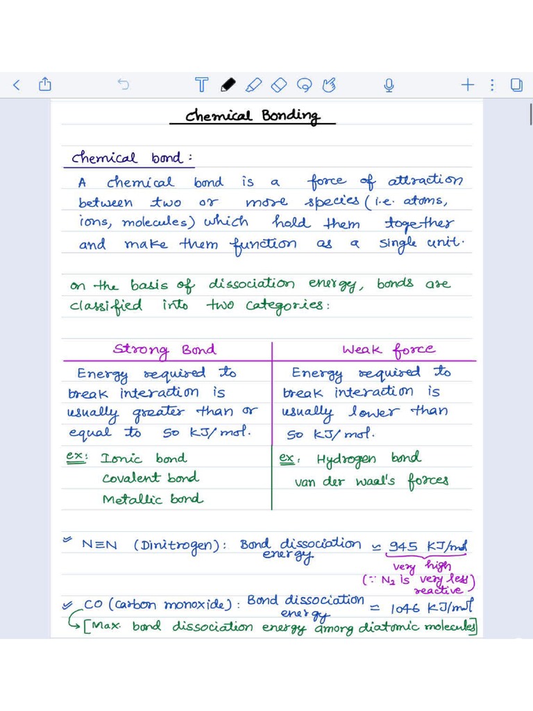 Chemical Bonding Handwritten Notes PDF Batch 1TN-B4 Deepak | PDF