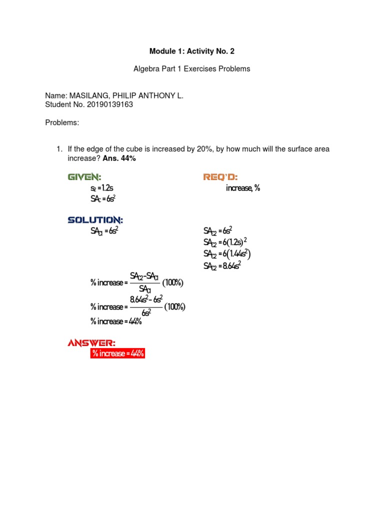 MASILANG-Algebra Part 1 Module 1 Activity No. 2 | PDF | Mathematics